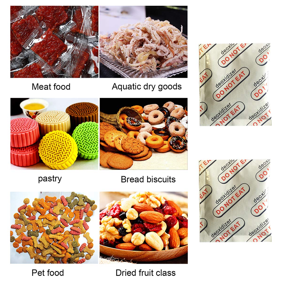 Queenbox 30cc Dessicant Packets Oxygen Absorbers for Food Storages, 100 Pack Silica Gel Sachets Deoxidizer Food Grade Packet Deoxidant