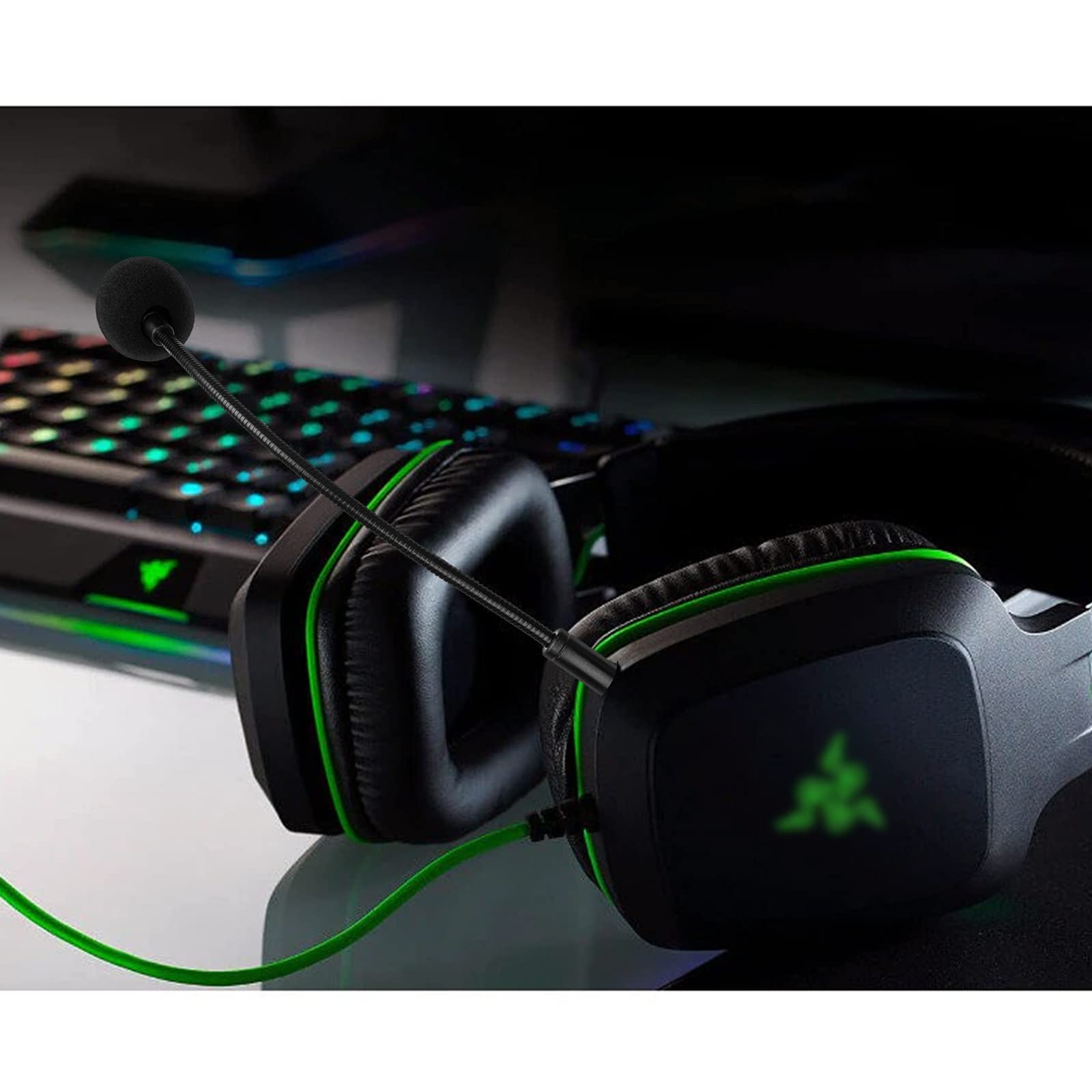 Mic Replacement for Razer Electra V2 7.1 Gaming Headset Detachable Microphone Gaming Headset on PS5, PS4, PC, Xbox, Noise Cancelling 3.5mm Black