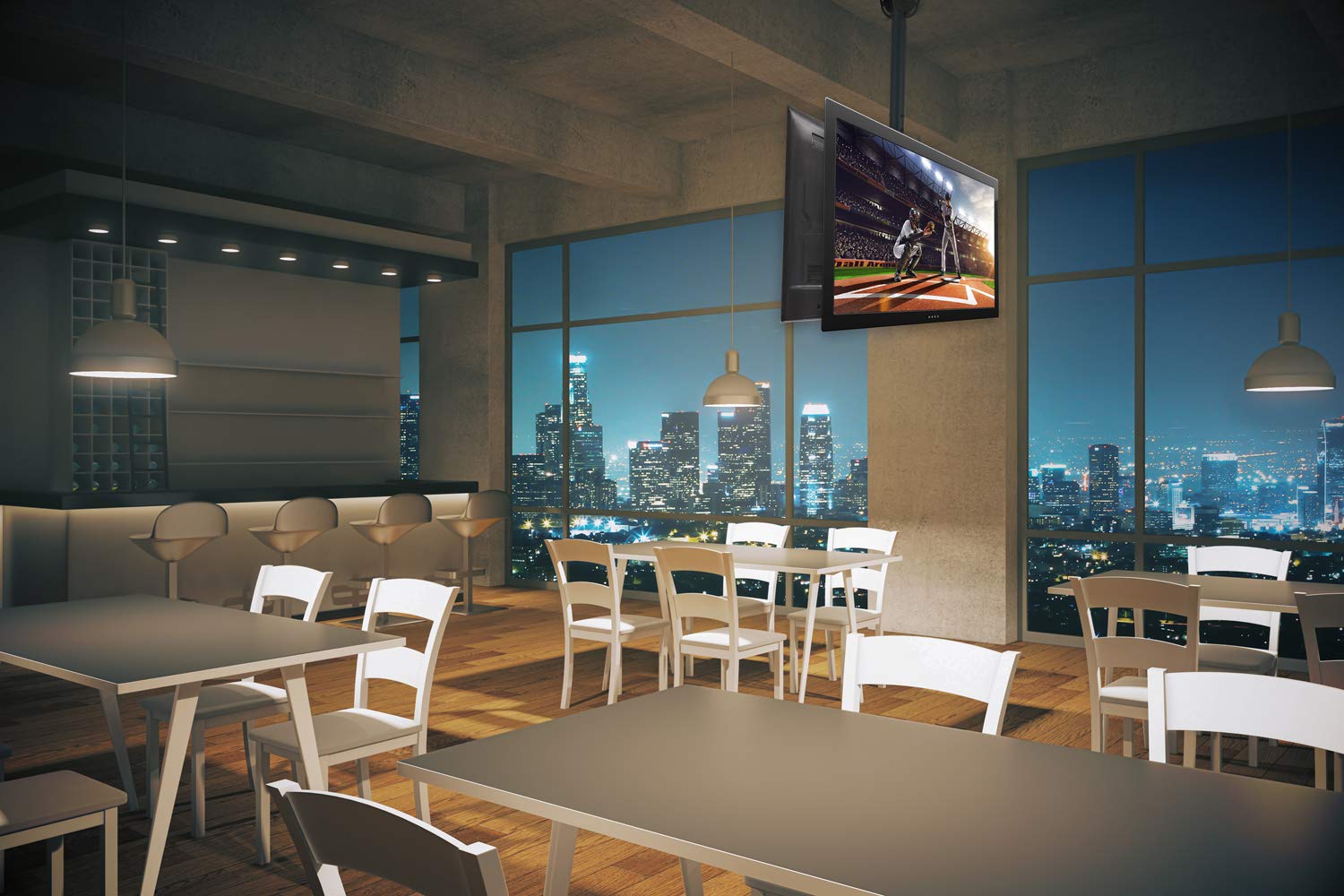 Mount-It! Ceiling Digital Signage Mount for 4 Flat Panel Displays | Commercial Grade Quad TV Ceiling Mount with Adjustable Height | Fits Up to VESA 600x400, 264 Lbs Capacity