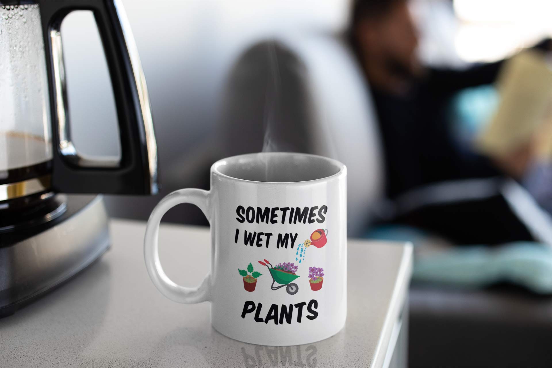 Plant Lovers Gifts. Gardening 11 Ounce Coffee Mug for Gardeners. Sometimes I Wet My Plants. Gift idea for Mom or Dad. (White)