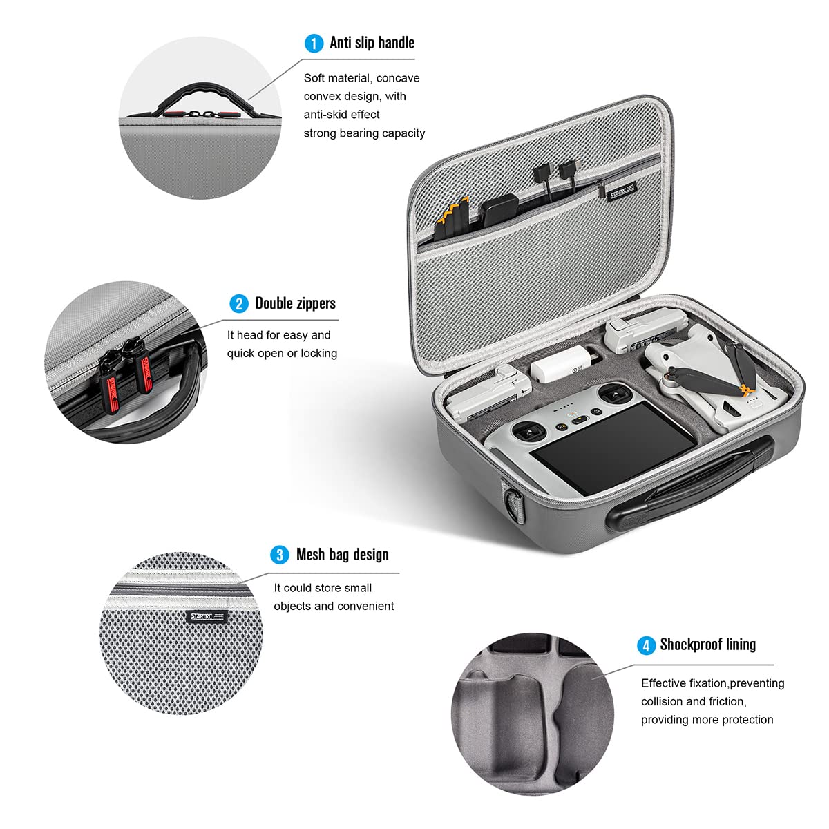 Supfoto Carrying Case for DJI Mini 3 Pro Storage Bag Hard Shell Travel Case Compatible with DJI Mini 3 Pro Drone and Accessories with Shoulder Strap