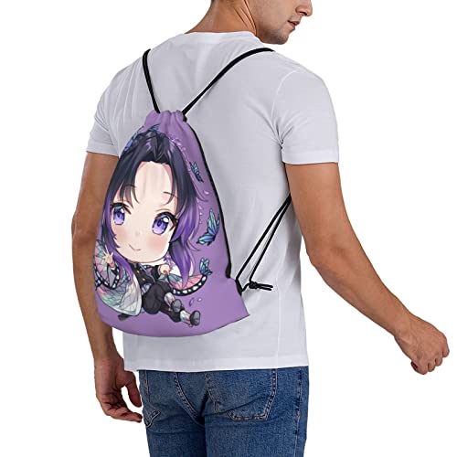 PEVNMXA Anime Purple Drawstring Backpack Bag for Women Beach String Cinch Sack fit Shopping Sports Yoga Swimming Camping