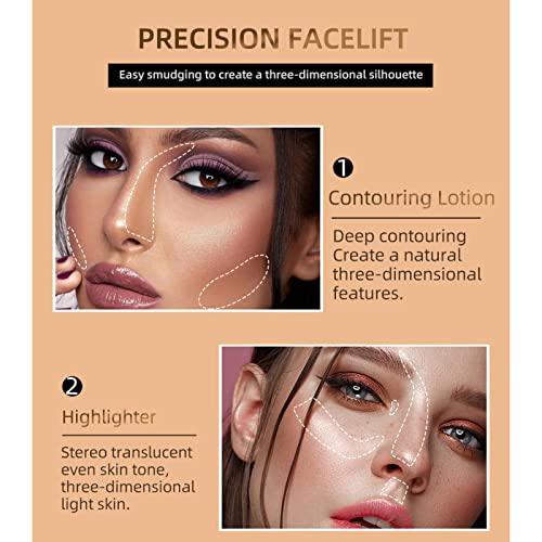 Petansy Contour Beauty Wand, Liquid Face Concealer Contouring and Highlighter with Cushion Applicator, Shading Bronzer Stick Natural Matte Finish, Lightweight Blendable Super Silky Cream Contour Stick