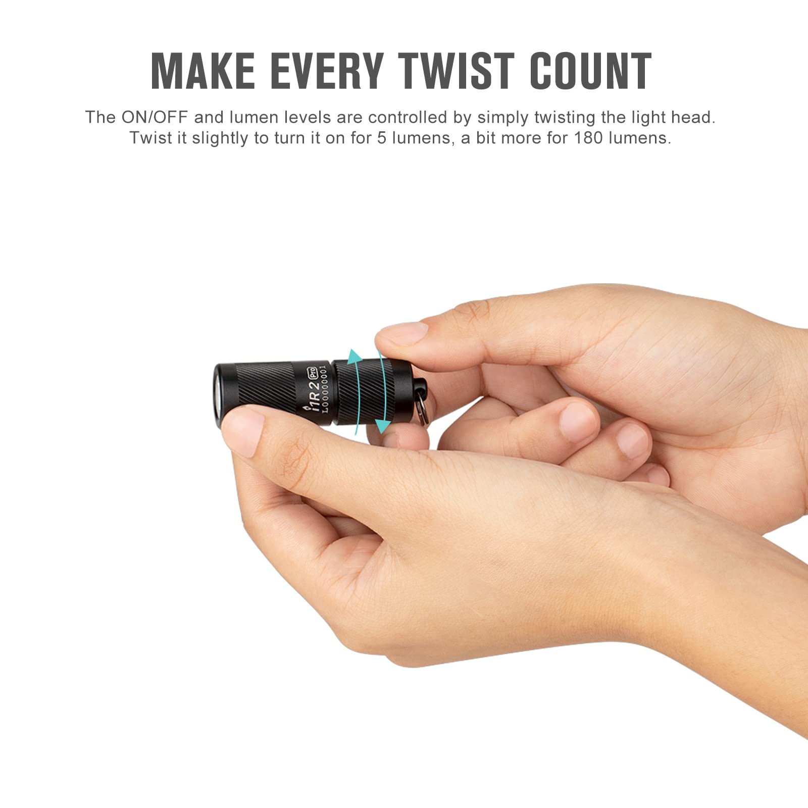 OLIGHT I1R 2 Pro Eos 180 Lumens EDC Rechargeable Keychain Flashlight, Powered by Built-in Rechargeable Battery with Type-C USB Cable, Slim Mini Handheld Light for Everyday Carry