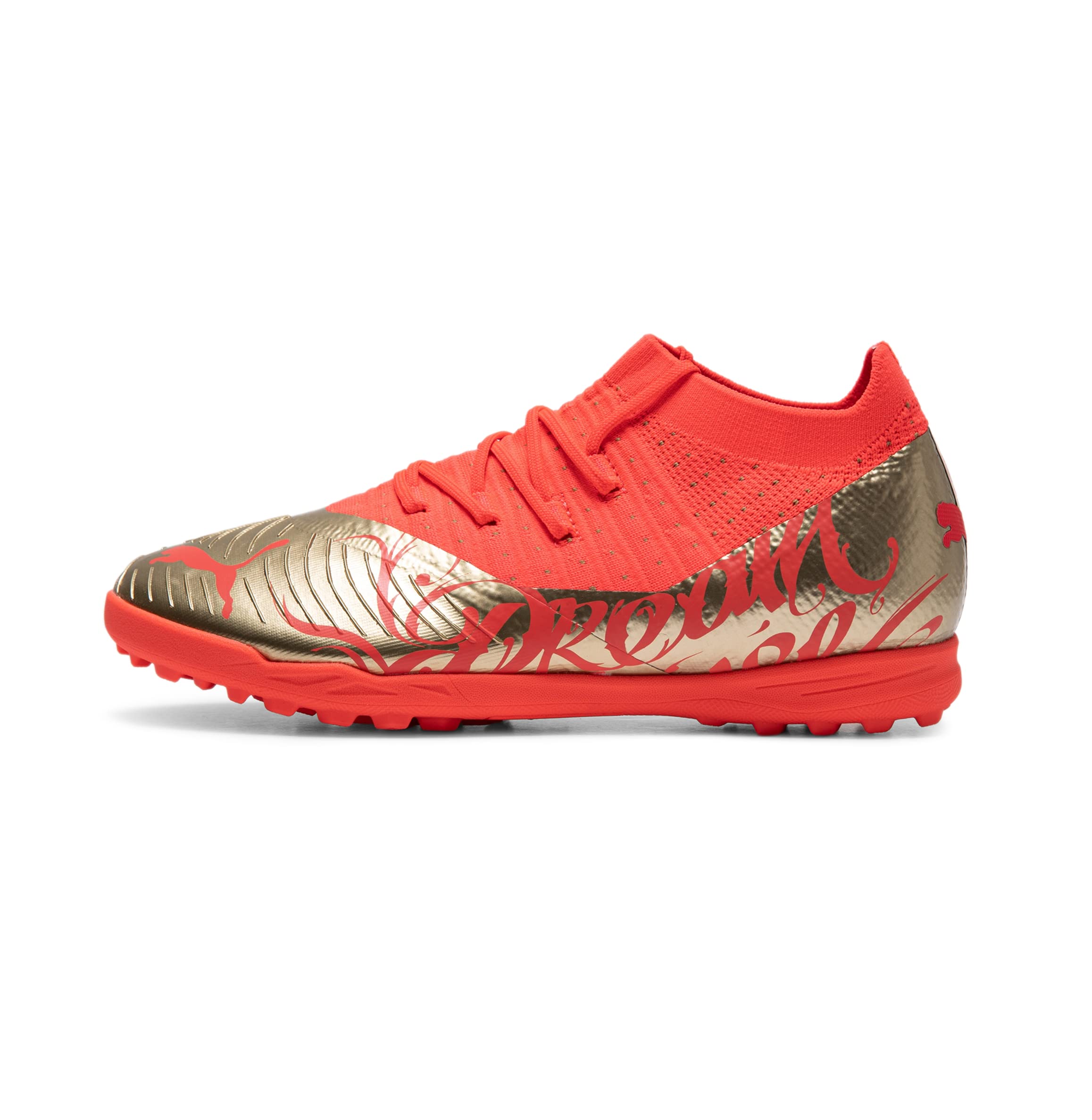 Puma Future Z 3.4 Neymar Jr. Turf Training Sneaker, Fiery Coral-Gold, 3 US Unisex Big Kid