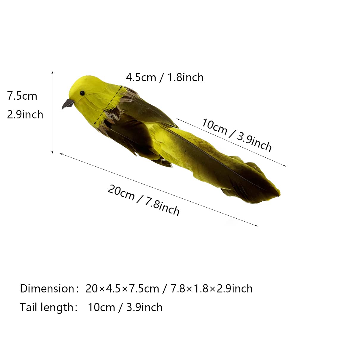 LWINGFLYER 4pcs Artificial Simulation Foam Bird Feather Sparrow with Metal Clip Ornaments DIY Craft for Wedding Decoration Home Garden Establishment Party Accessories 20cm/7.87inch (Pink)