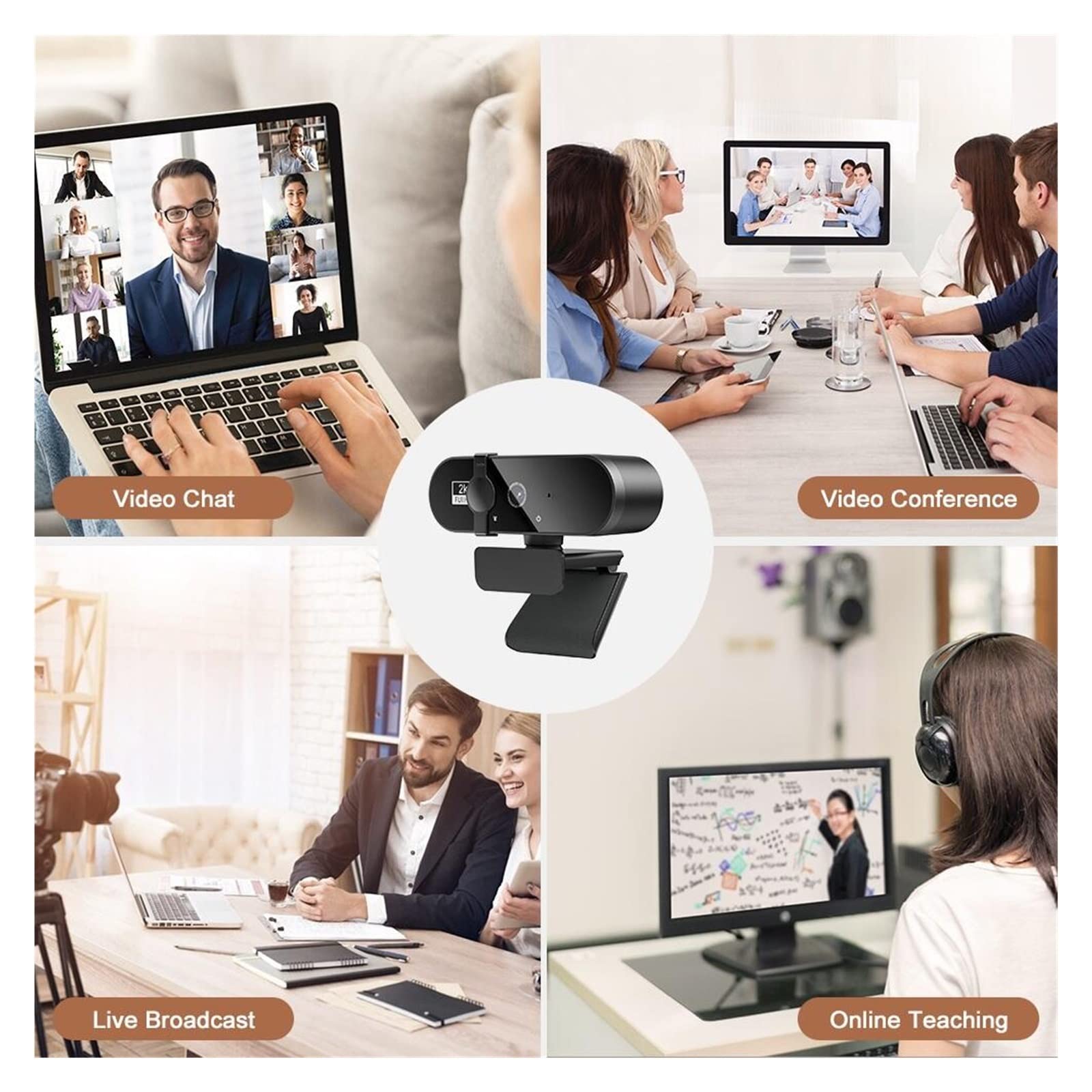ZAUNCO Webcam Webcam 4K2K Mini Webcam Full HD Webcam with Microphone 15-30fps USB Webcam Computer Laptop Video Shooting Camera Gaming Webcam (Color : 4K, Size : X)