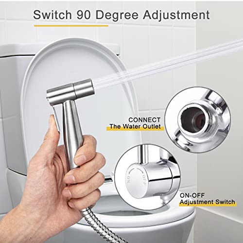 SOMDARHK Bidet T Adapter, Brass T Adapter with Shut-Off Valve, 3 Way Tee Connector 7/8" 16/15" 1/2” Leakproof T-Valve Adapter for Toilet Bidet Sprayer