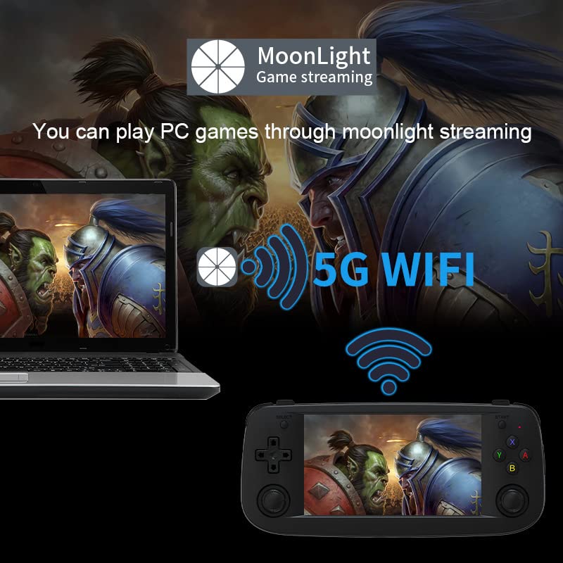 RG503 Handheld Video Game Console, 4.95 Inches OLED Screen Tablet, PC Games Streaming,Support 5G WiFi BT 4.2 CPU RK3566 64BIT Built-in 16GB+64GB SD Card Linux System 3500mAh Battery (Dark Grey)