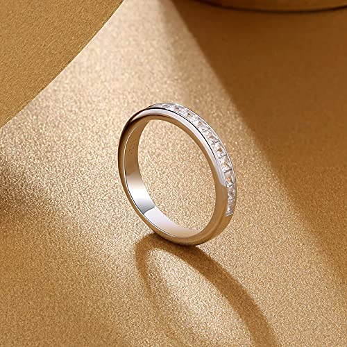 KRKC Engagement Rings for Women Promise Ring Eternity Rings 925 Sterling Silver White Gold CZ Wedding Bands Love Ring Stackable Ring Bridal Ring Sets, (3-Stone, Size 11)