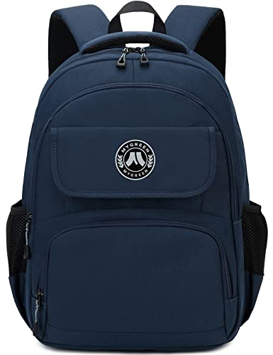 Mygreen Printed Dual Compartment 15.6 inch Laptop & Tablet Backpack for School, Travel, & Work, Purple, Laptop Campus Backpack Dark Blue