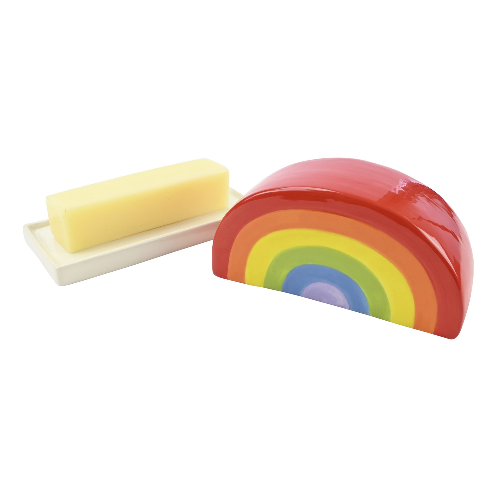 Rainbow Ceramic Lidded Butter Dish