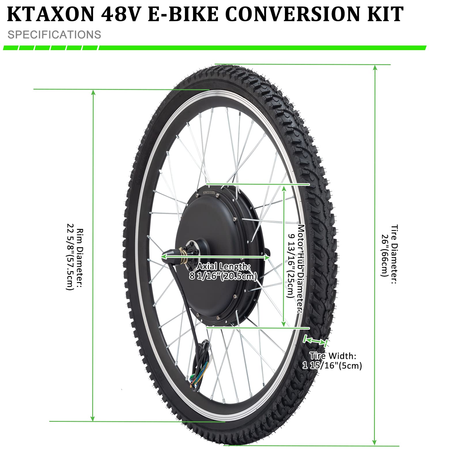 Ktaxon Electric Bike Conversion Kit, 48V 1000W Ebike Conversion Kit, 26" E-Bike Conversion Kits with PAS System, LCD Display, Double Wall Aluminum Alloy Frame and Gearless Hub Motor(Rear Wheel)