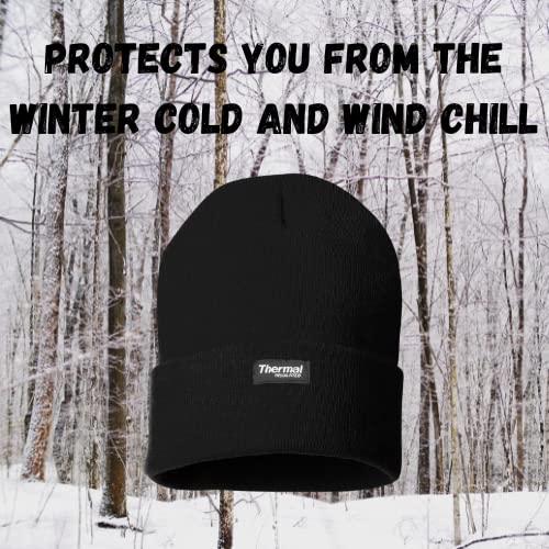McGuire Gear Thermal Insulated Watch Cap Beanie, 40 Gram Insulation, Water Resistant, Warm Lightweight Winter Hat (Black)