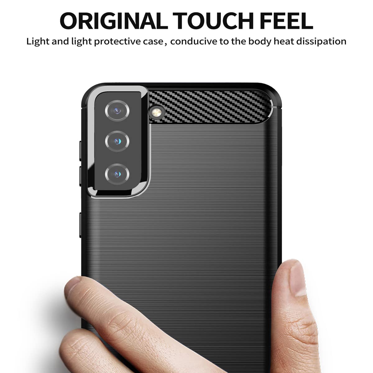 KOARWVC Phone Case for Galaxy S21 Plus 5G Case, Samsung S21+ SM-G996U Case Carbon Fiber Shockproof Rugged Shield Anti-Scratch Soft TPU Back Cover Protective Cases for Samsung Galaxy S21 Plus (Black)