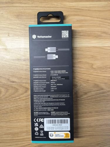 Yottamaster USB C to USB C Cable 240W, USB 4 Cable 1.64ft for Thunderbolt 3/4 Supports 40Gbps Data Transfer, Single 8K/Dual 4K Displays (1.64ft/0.5m)
