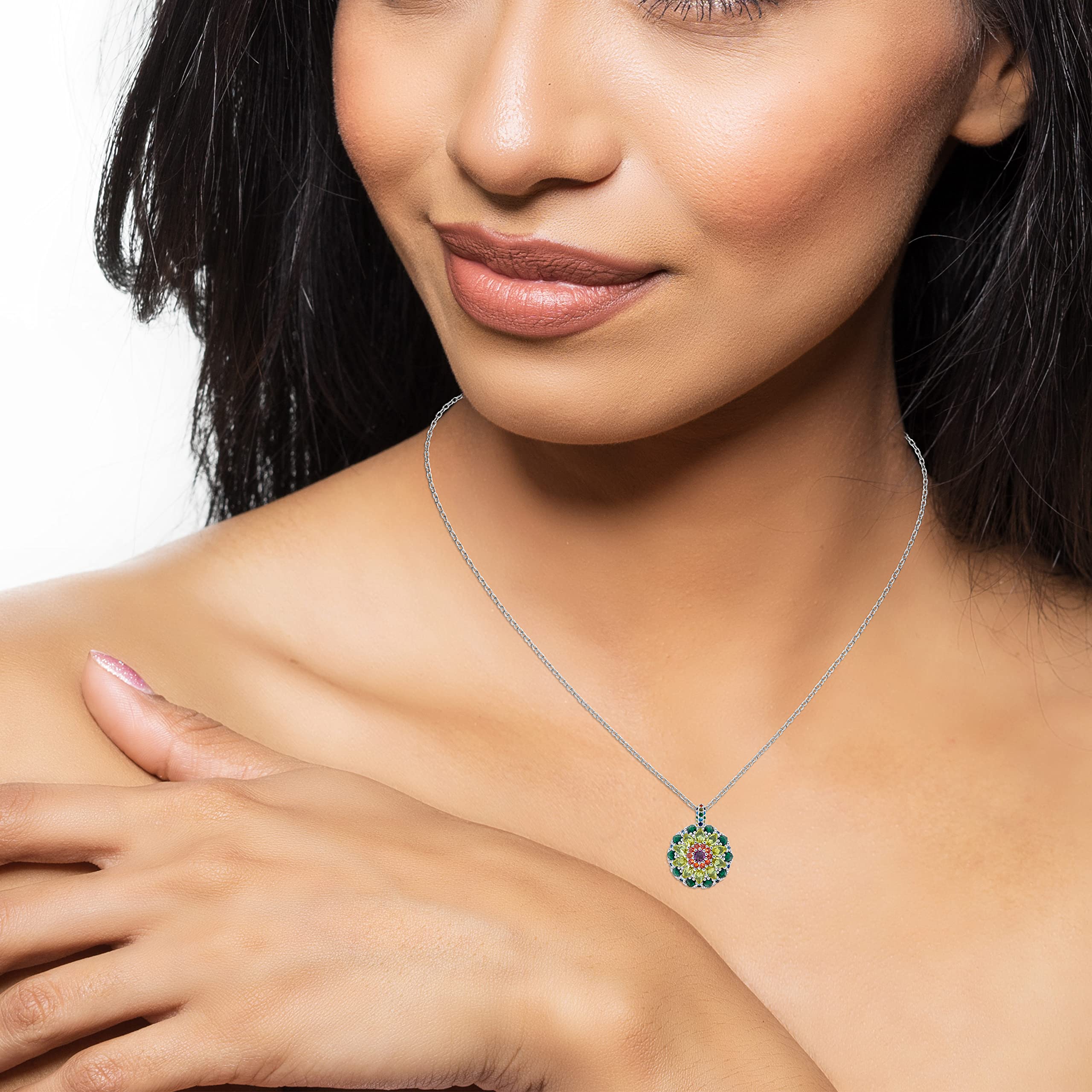 Pharaoun Chakra Mandala Bonbon Cocktail Pendant Charm in Sterling Silver