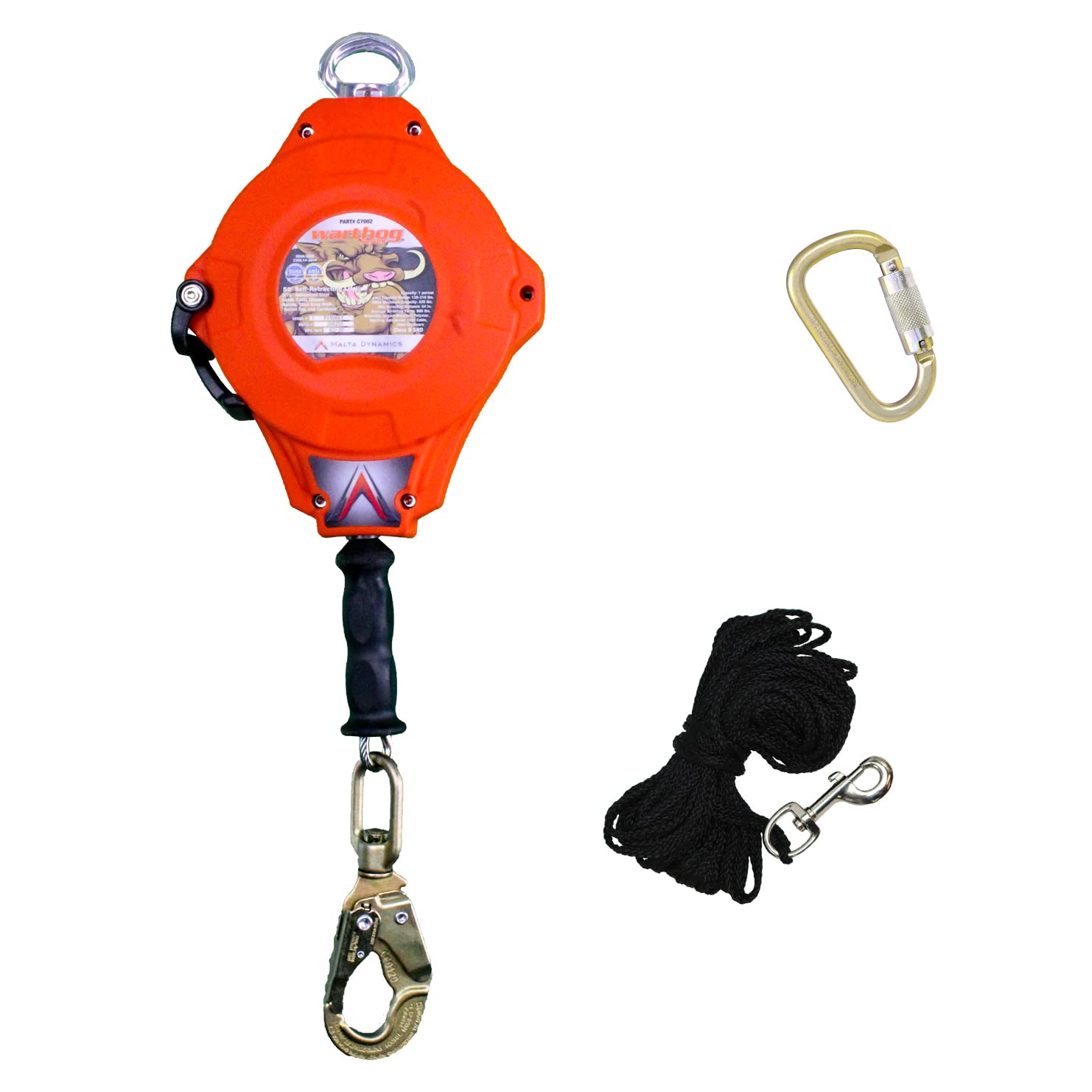 Malta Dynamics 50' Warthog Cable Self-Retracting Lifeline SRL, OSHA/ANSI Compliant
