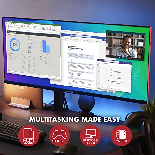 Viotek GFI34CB 34-Inch IPS Ultrawide Full HD Monitor | 21:9 2560 x 1080p | 75Hz 7ms (OD) | FreeSync & G-Sync-Compatible | 2X HDMI 2.0, DP | Zero Dead Pixel Warranty