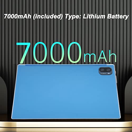 RTLR HD Tablet, 4G Network 5GWIFI IPS HD Large Screen 8 Cores CPU 10in Tablet 100‑240V Blue 6GB 256GB for Entertainment (US Plug)