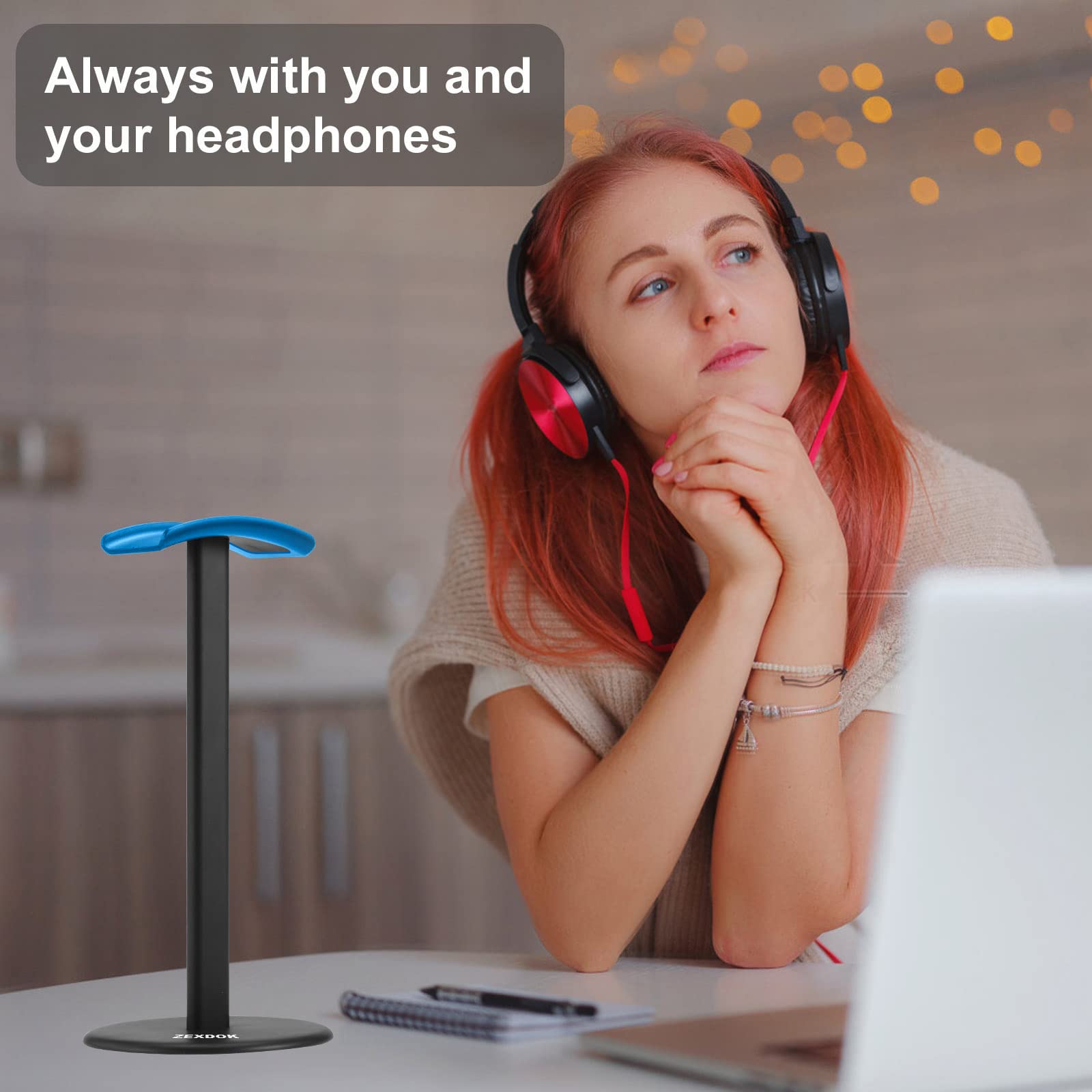 ZEXDOK 𝐇𝐞𝐚𝐝𝐩𝐡𝐨𝐧𝐞 𝐒𝐭𝐚𝐧𝐝 for Desk, Gaming Headset Stand, PC Gaming Headset Stand,Earphone Stand with Non-Slip Pad in Base, Suitable for Gamer Desktop Table Game Earphone Accessories
