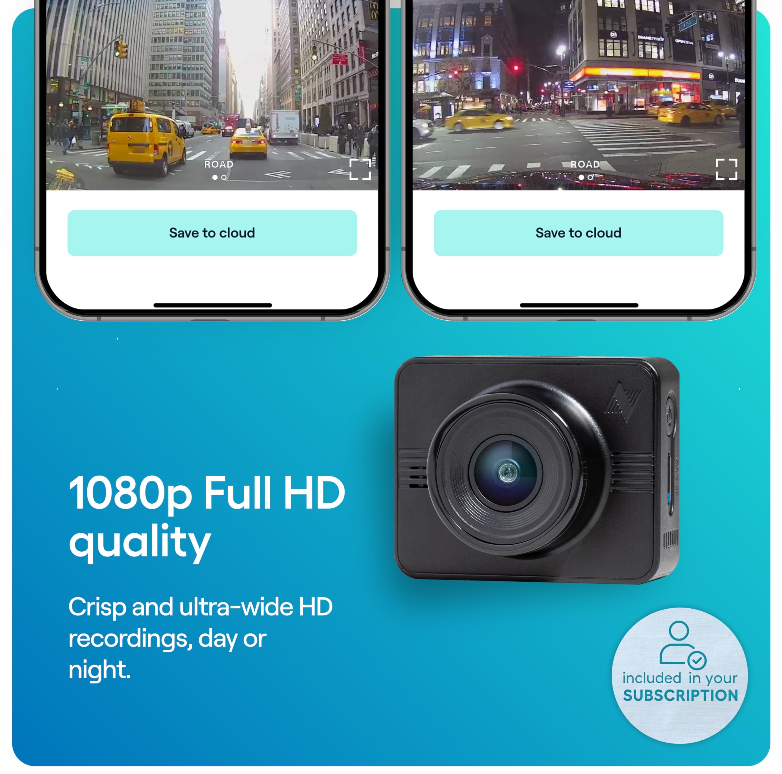Nexar Beam GPS Dash Cam - 1 Year Nexar App Subscription Included - Unlimited Cloud Storage, Drive Recordings, Parking Mode, Night Vision, All Inside The Nexar App - WiFi HD Front Dash Cam (128 GB SD)