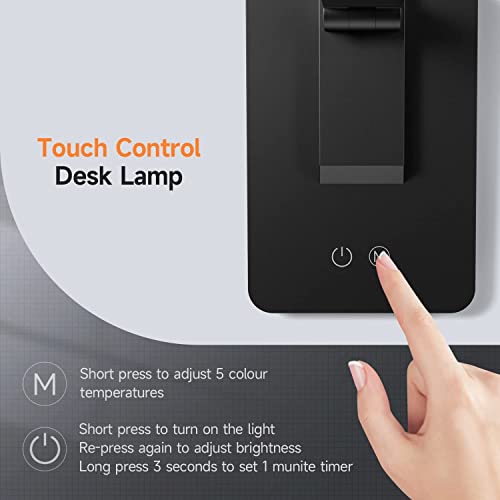 Mubarek Desk Lamp,15 Modes LED Desk Light,500 Lumen LED Lamp,Dimmable LED Table Lamp,Desk Lamps Office Accessories,Adjustable&Foldable Reading Lamp,Desk Light,LED Desk Lamp for Study Lamp,Bedside Lamp