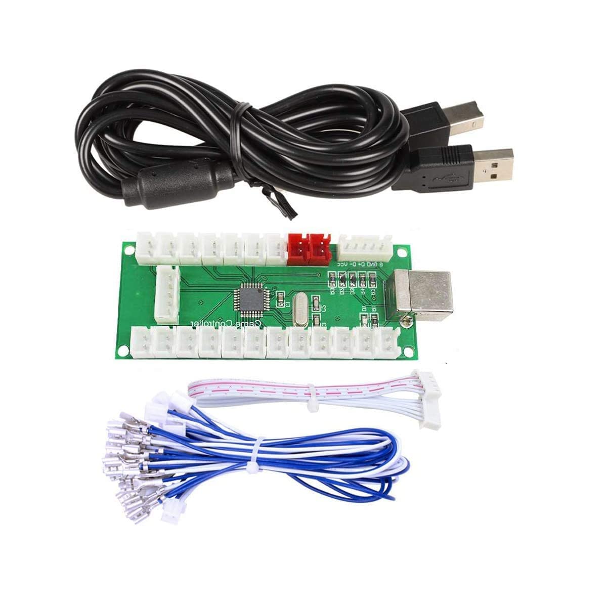 MYMIQEY 2 Players Arcade DIY Parts Kit for Mame/PC/Raspberry Pi/PS3/Jamma/Windows System/Arcade Controllers Project, 2X USB Encoder + 2X Bat Top Joystick + 18x American Style Push Buttons (Mix Color)