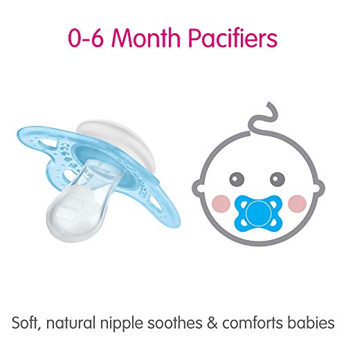 MAM Original Baby Pacifier, Nipple Shape Helps Promote Healthy Oral Development, Sterilizer Case, Attitude/Girl, 0-6 (Pack of 2)