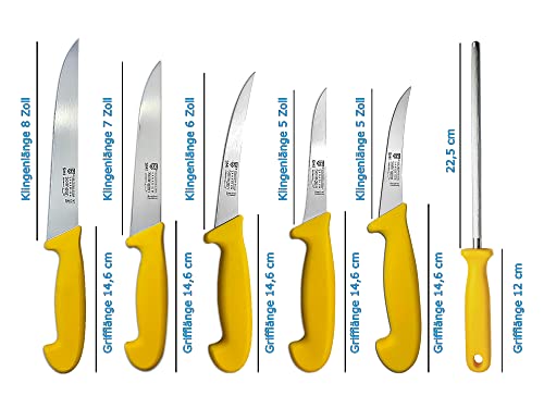 SMI - 6 Pcs Solingen Butcher Knife Set Professional Boning Knife Meat Knife Sharpening Steel Rod Sharp Kitchen Knives Solingen Knife - Made In Germany