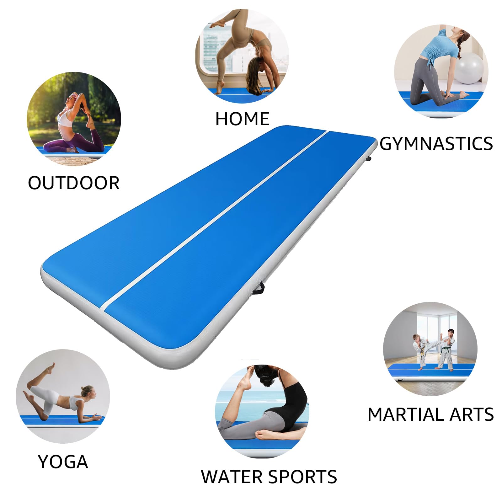 LYYNTTK 20FT (6x2x0.2m) Air Gymnastics Tumbling Mat Inflatable Tumble Track with Electric Air Pump for Floating Mats/Beach Mats/Tumble/Gym/Training/Cheerleading