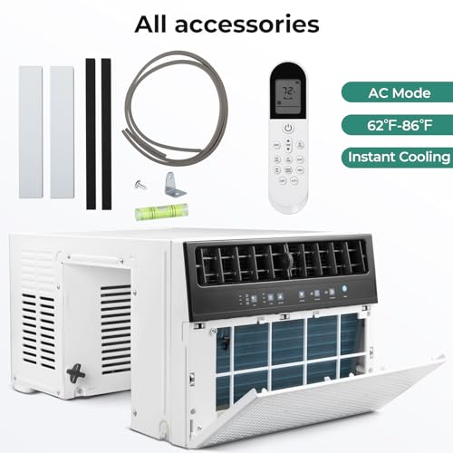 R.W.FLAME 10,000 BTU Window Air Conditioners, U-Shaped Air Conditioner Window Unit, Cools up to 450 Sq.ft, 6 Modes 24H Timer Energy-saving Window AC Units, Full Window View, White