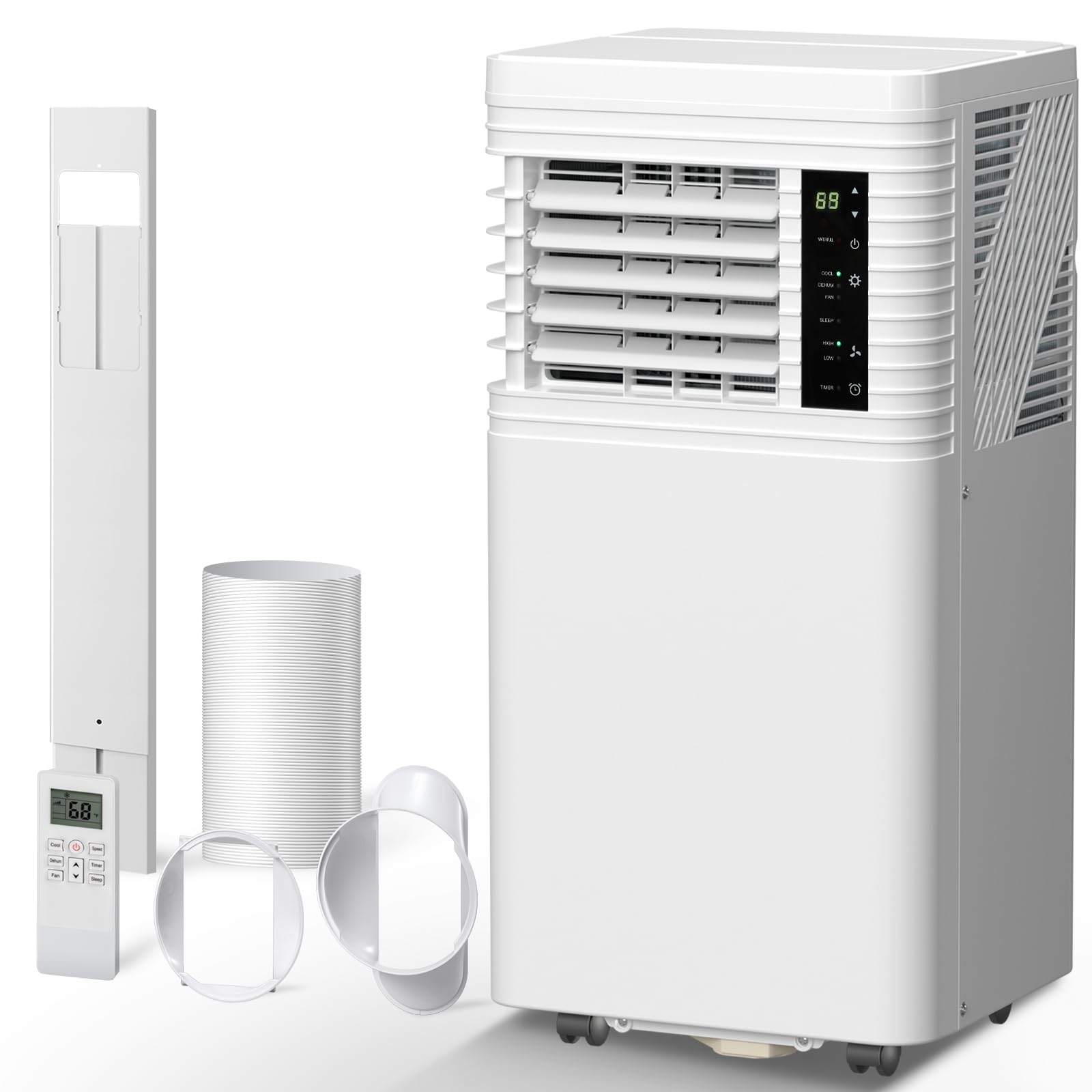 R.W.FLAME 8,000 BTU Air Conditioner cool Up to 350 Sq.Ft, 4 Modes Portable AC Unit with 24Hrs Timer/LED Display/Remote Control/Installation Kits, AC Unit for Bedroom, WhiteâŚ
