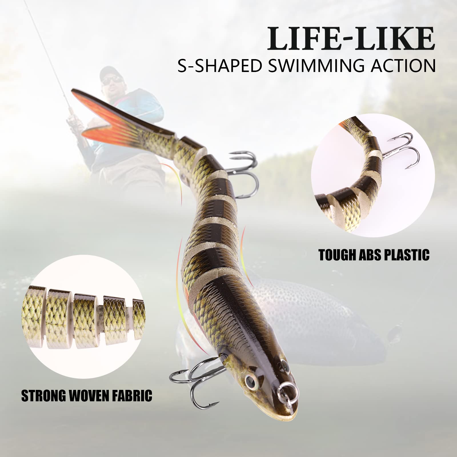 Pumowu Fishing Lures Set, Multi-Stage Bait ,Slow Sinking Bionic Bait , Freshwater Saltwater bass Bionic Bait bass, Men's Fishing Gift