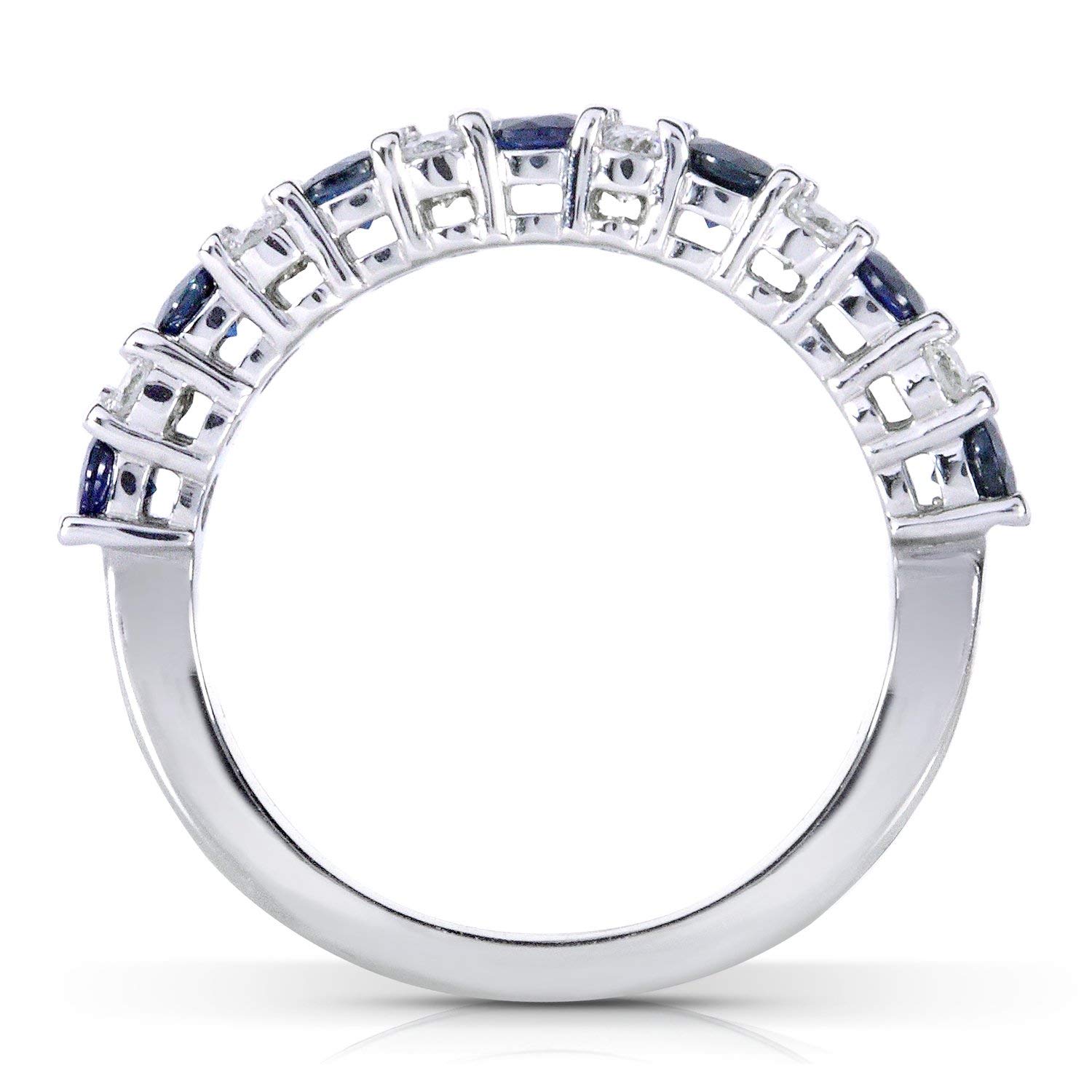 Kobelli Diamond and Blue Sapphire Band 1 carat (ctw) in 14k White Gold, Size 5.5, White Gold