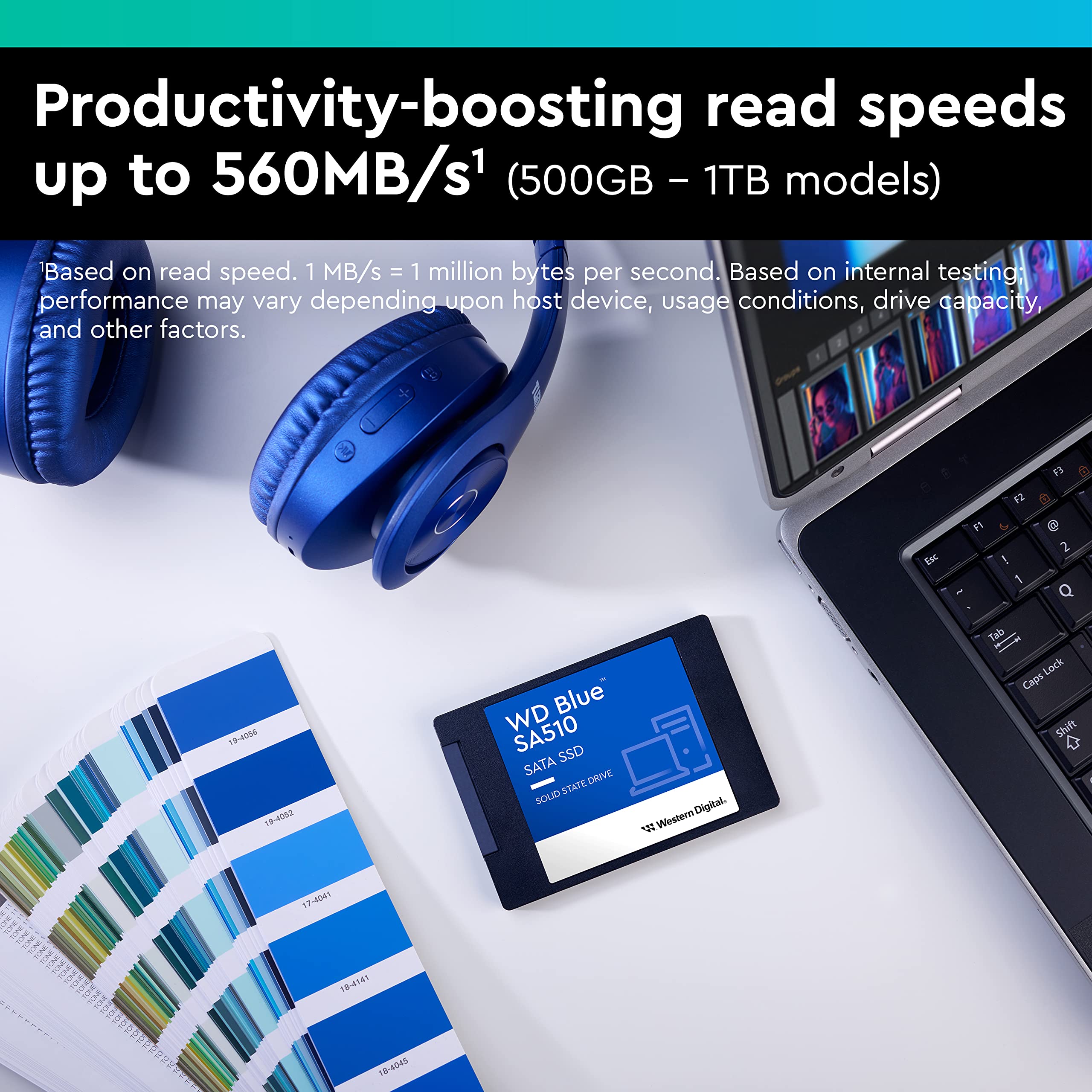Western Digital 2TB WD Blue 3D NAND Internal PC SSD - SATA III 6 Gb/s, 2.5"/7mm, Up to 560 MB/s - WDS200T2B0A 1TB WD Blue SA510 SATA Internal Solid State Drive SSD - WDS100T3B0A