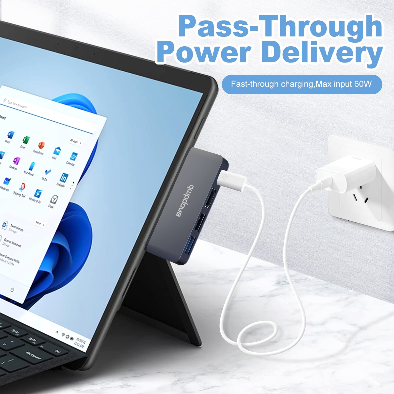 Surface Pro 8 Docking Station with 4K HDMI Adapter/USB C(Data)/USB 3.0 Port/USB 2.0 Port for Microsoft Surface Pro 8 Accessories