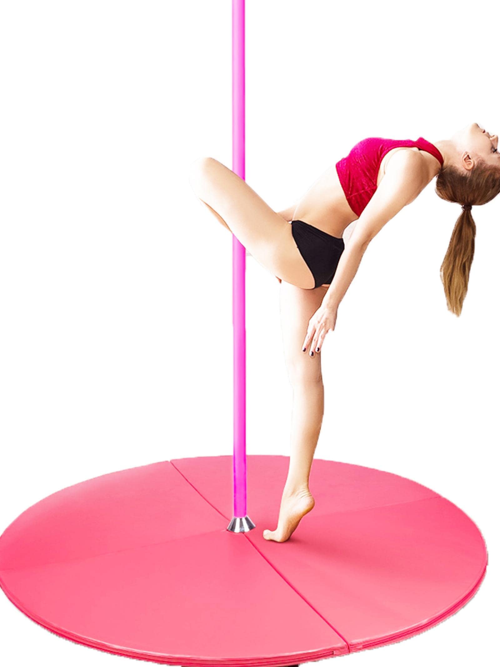 Pole Dance Mat,Foldable Pole Dancing Protect Mat Round Safety Mat,Yoga Beginner Dance Fitness Exercise Gymnastics Anti-Fall Anti-Skid Protective Mat 150*10cm Black