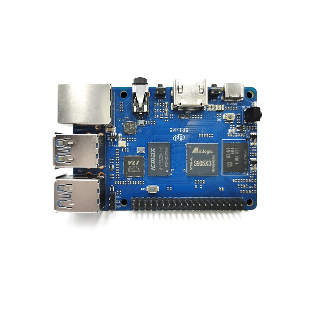youyeetoo Banana Pi BPI-M5 Amlogic S905X3 Single Board Computer with 4GB RAM and 16G eMMC for AIOT Support Android Debian Raspberry Pi Replacement (with Power,case,Fan)