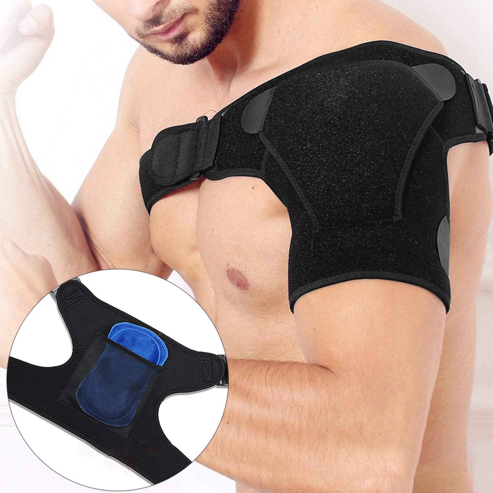 oenbopo Shoulder Sleeve Wrap Shoulder Support Brace Adjustable Strap Rotator Cuff Support Relief for Shoulder Injuries Pain Arthritis