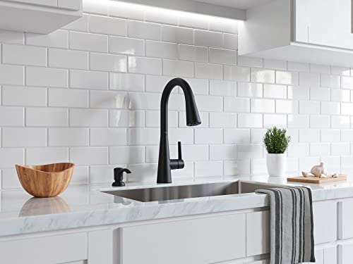 Pfister Barulli Kitchen Faucet with Pull Down Sprayer and Soap Dispenser, Single Handle, High Arc, Matte Black Finish, F5297BARB