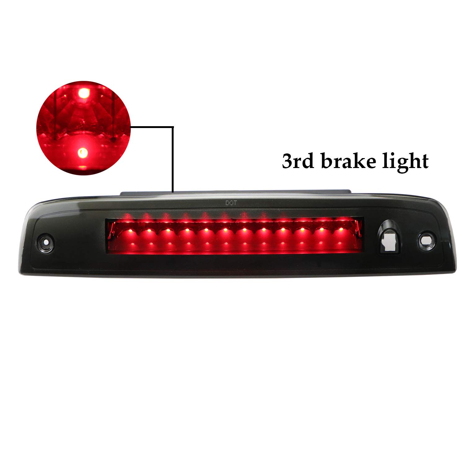 LED Third 3rd Brake Cargo Light fit for Ford Expedition 2003-2016,fit fo Lincoln Navigatorr 2003-2016, High Mount Stop Tail Light (Chrome Housing Red Lens)
