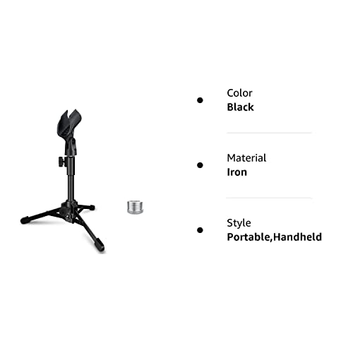 Mictop Desktop Mic Stand Portable Foldable Tripod with Mic Clip Holder Adjustable Microphone Stand