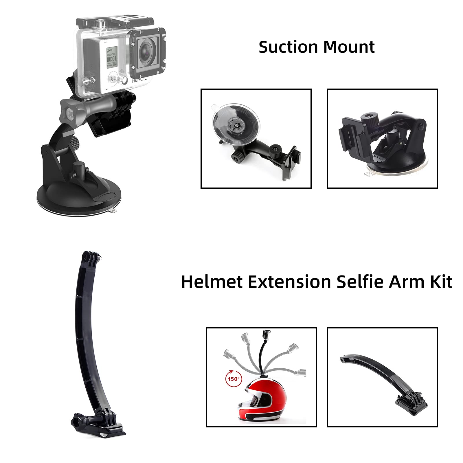 Kitway 65-in-1 Action Camera Accessories Kit for GoPro HERO10,9,8 Compatible with GoPro Max, Hero 7 6 5 4 3+ 3 2 1/EK7000/Wewdigi EV5000/DBpower N6/Crosstour (Accessories for Action camera)