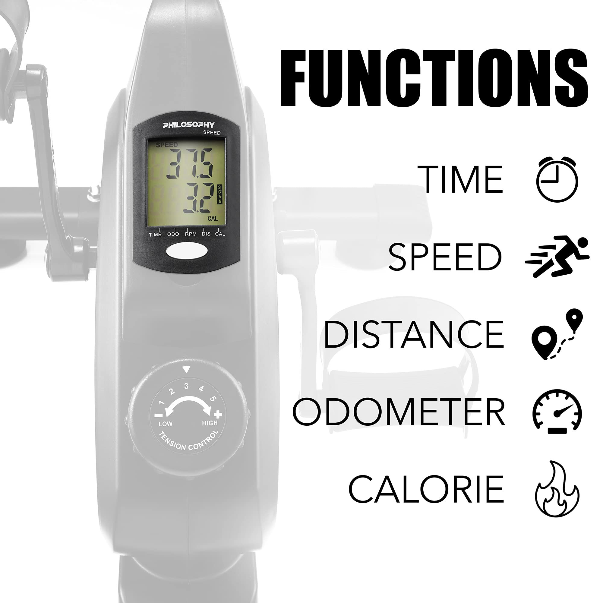 Philosophy Gym Under Desk Bike Pedal Exerciser - Professional Mini Exercise Cycle