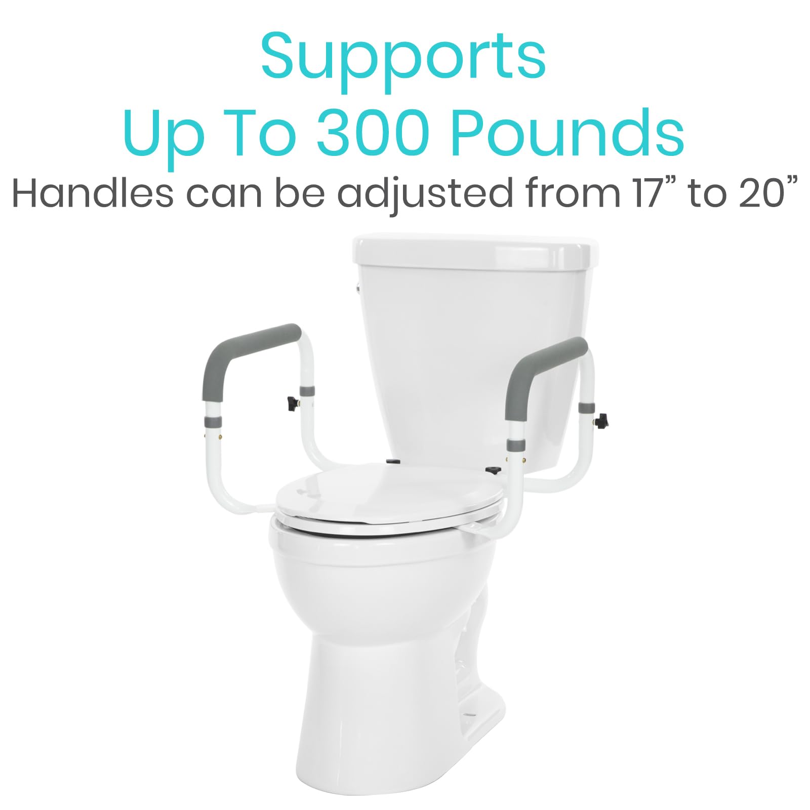 Vive Toilet Safety Rail - Adjustable Grab Bar - Compact Support Frame with Handrail for Bathroom Toilet Seat - Easy Installation for Handicap Senior Bariatrics, Elderly Balance - Padded Hand Armrest