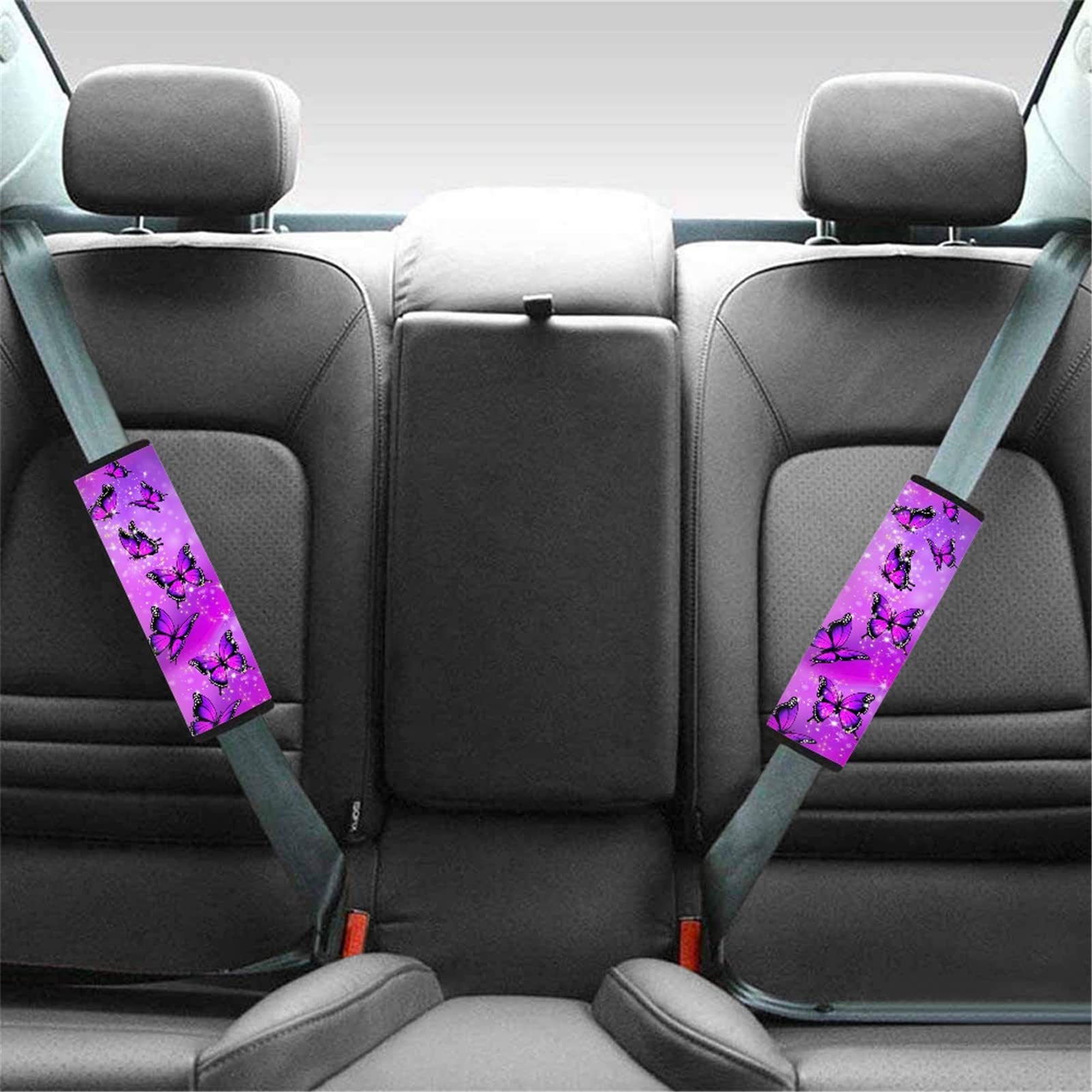 LedBack Crytal Butterfly Print Car Seat Belt Cover,Soft Car Seatbelt Strap Shoulder Pad for Adults,Children