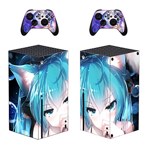 Miku Cute Girl Stickers Decals Skin for X-box-One-Series X, Cover Protector Wrap Durable Full Set Protection Faceplate Console by KAJAL MANI