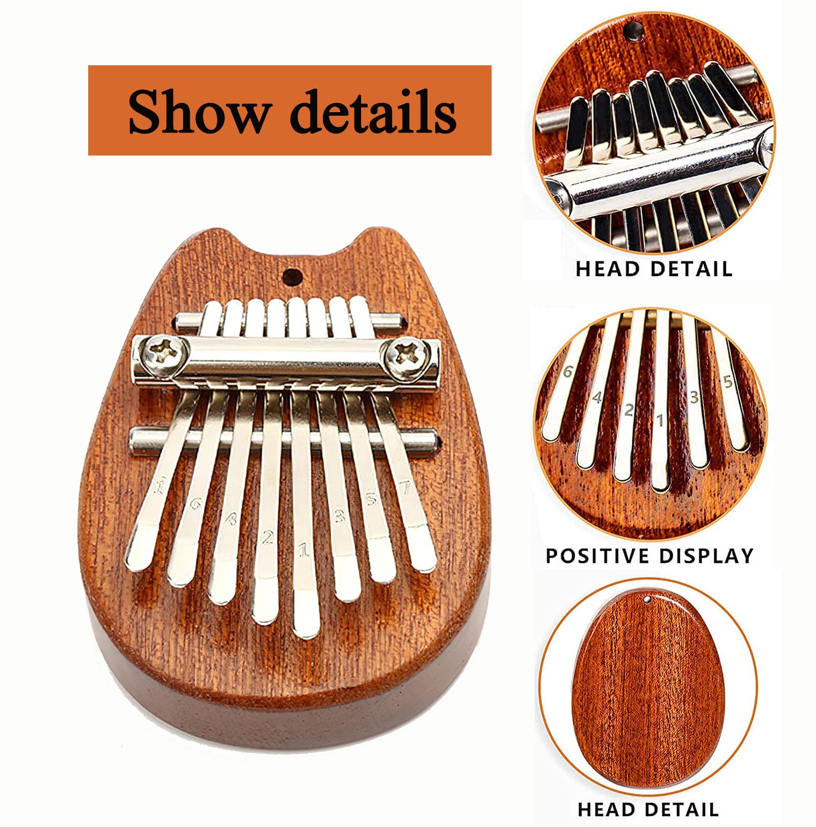OMUU Mini Kalimba Thumb Piano, Solid Wood 8-Key Finger Piano With Lanyard, Portable Marimba Music Thumb Piano, The Best Gift for Novices.