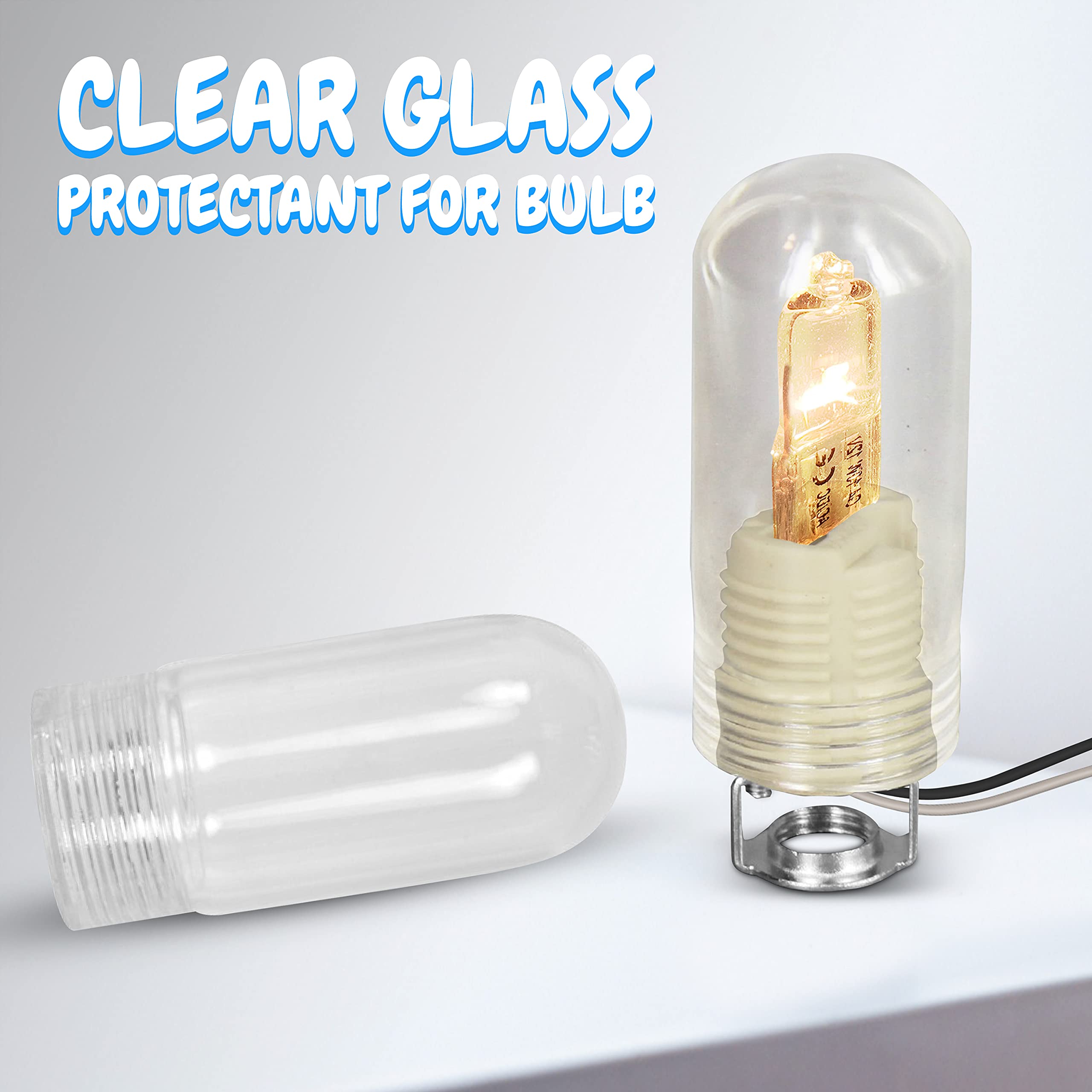 OHLECTRIC Tubular G9 Glass Cover - Threaded Bulb Cover - Sturdy Clear Glass Protectant for Bulb - Heat Resistance Up to 500C - 2.25" - Clear - OL-41332